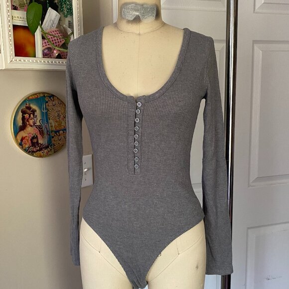 Forever 21 | Tops | Forever 2 Grey Ribbed Long Sleeve Stretch 199s ...